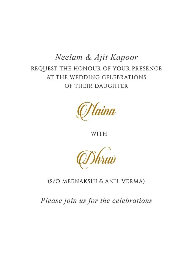 Introduction Page Wording Templates | Rohan & Aparna