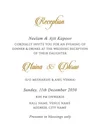 Reception Wording Templates | Rohan & Aparna