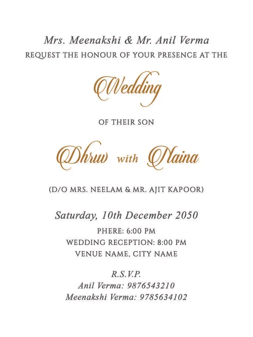 Hindu Wedding Wording Templates | Rohan & Aparna