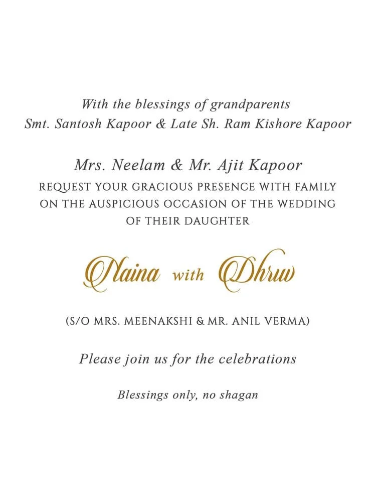 Introduction Page Wording Templates | Rohan & Aparna