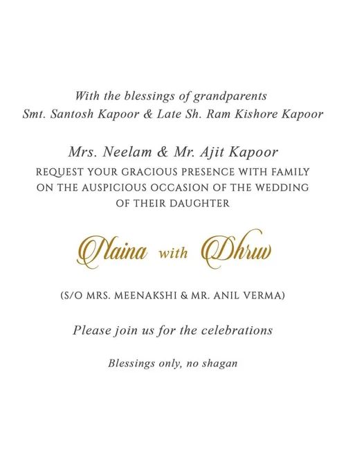 Introduction Page Wording Templates by Rohan & Aparna