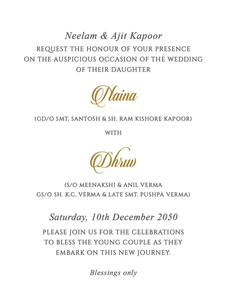 Introduction Page Wording Templates | Rohan & Aparna