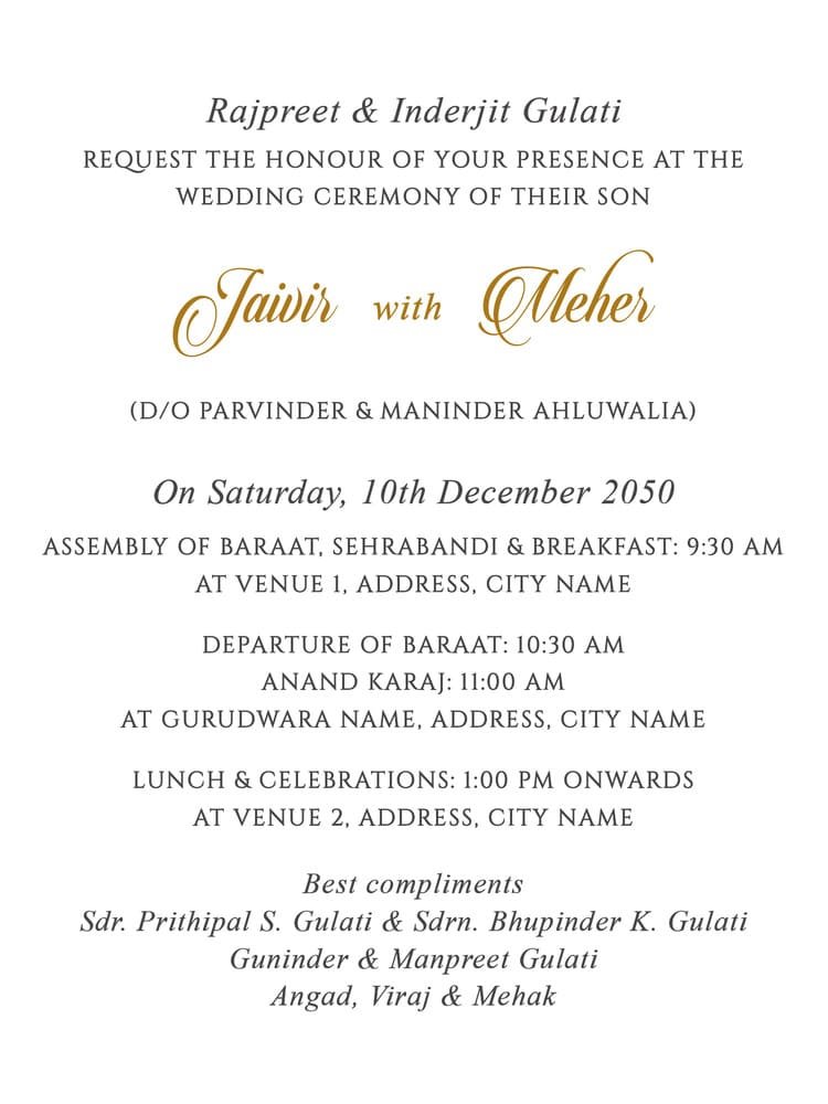 Anand Karaj Wording Templates by Rohan & Aparna Anand Karaj Wording Templates by Rohan & Aparna