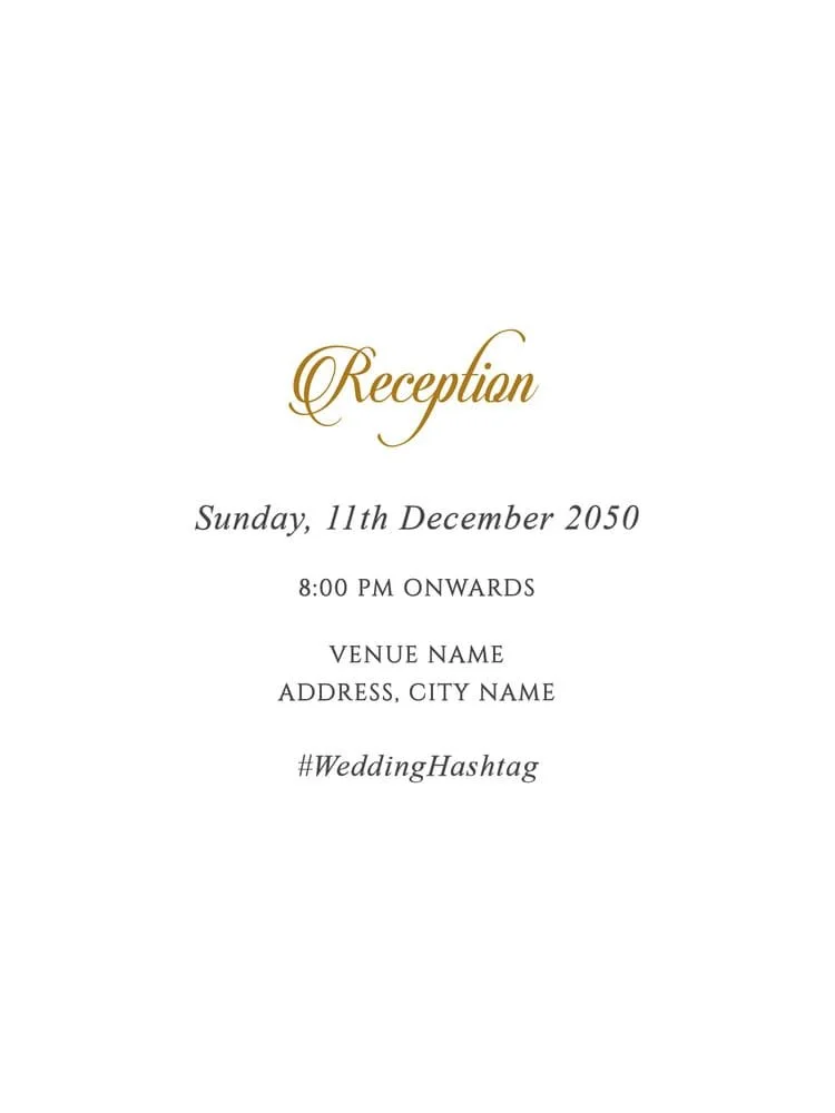 Reception Wording Templates | Rohan & Aparna