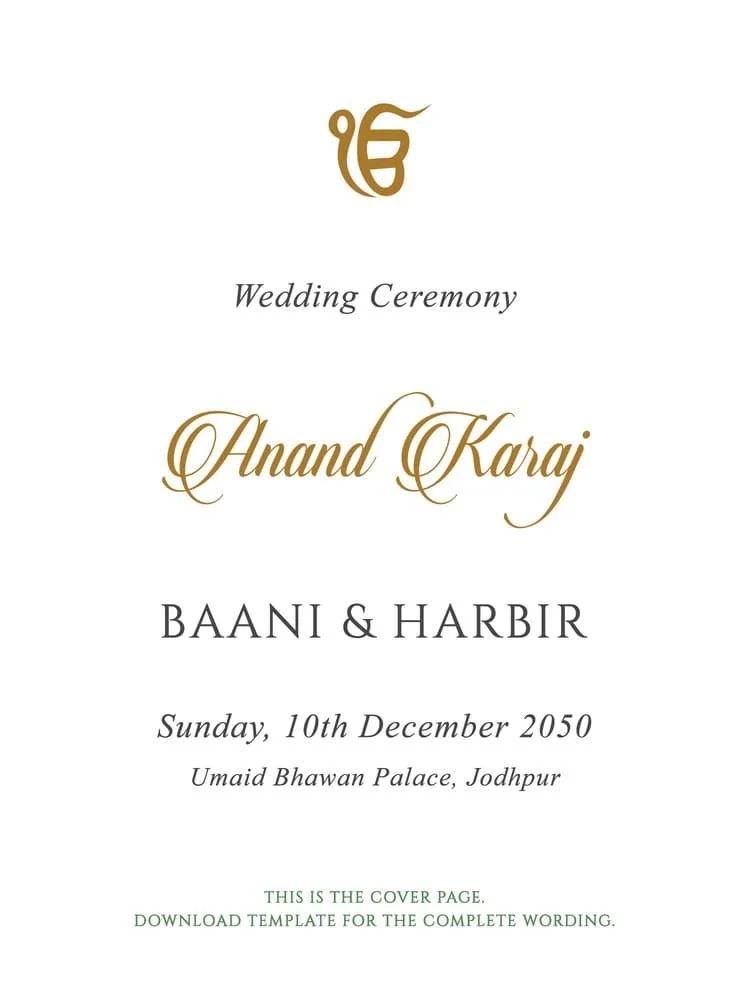 Details Card Wording Templates | Rohan & Aparna