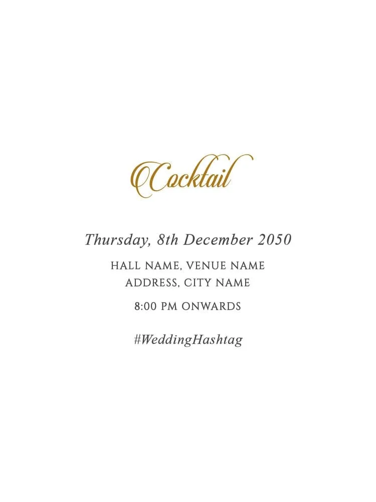 Cocktail Wording Templates | Rohan & Aparna