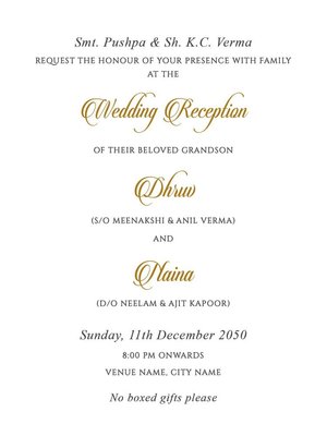 Reception Wording Templates | Rohan & Aparna