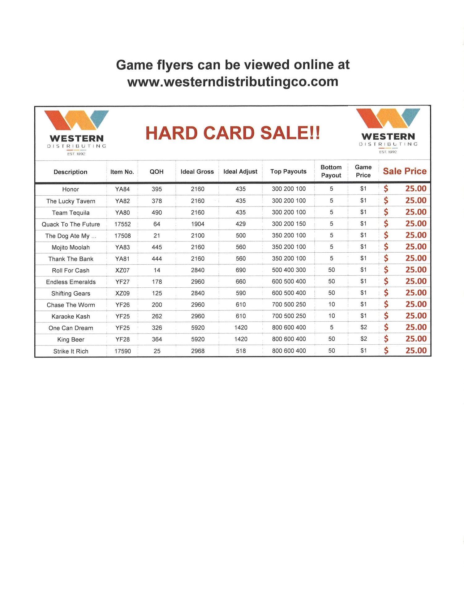 Sale Items — Western Distributing