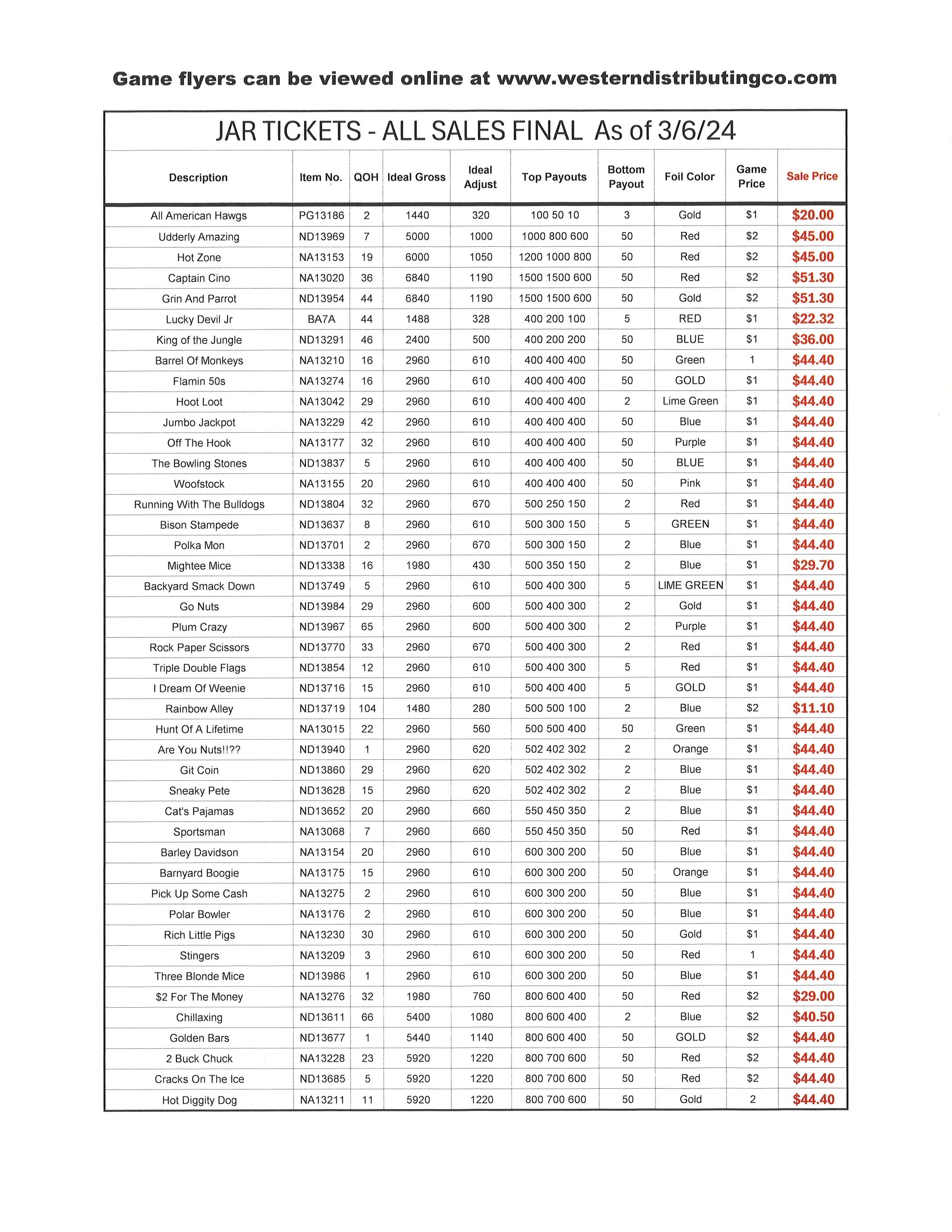 Sale Items — Western Distributing