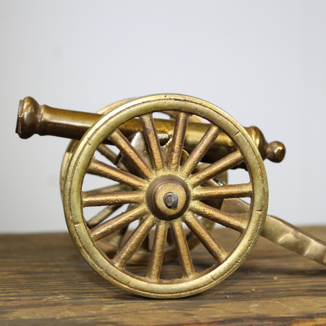 Vintage solid brass miniature cannon ornamental model