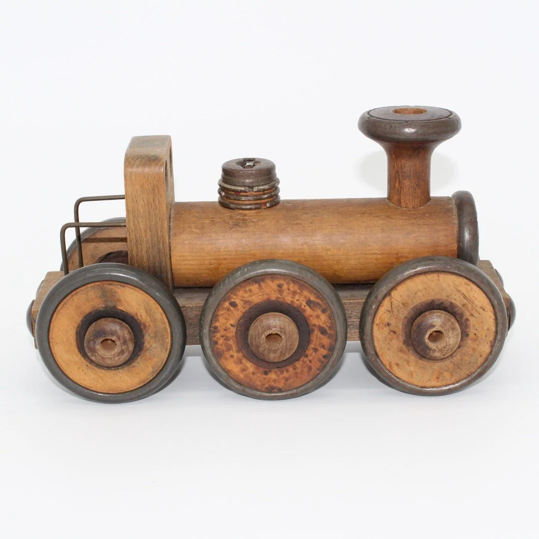 Vintage artisan made art train hardwood and steel model