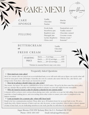 Cake Menu — Sugar Blooms