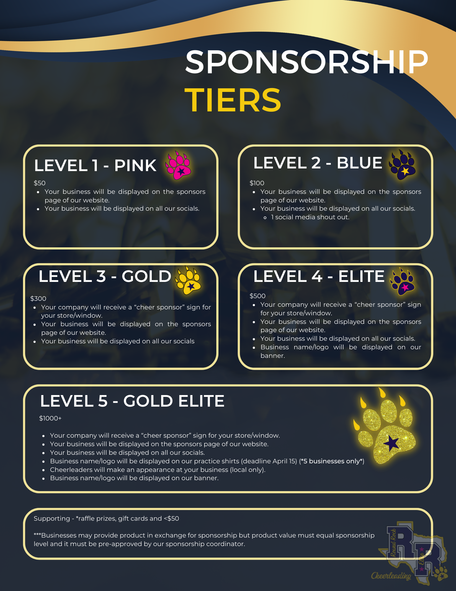 Cheer Sponsors — Round Rock Youth Elite Cheer