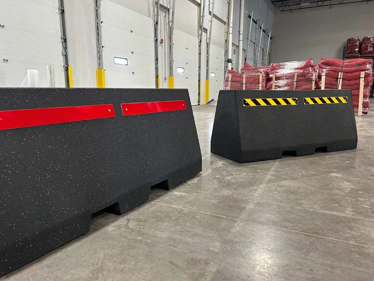 Concrete barrier alternatives made from recycled waste tires