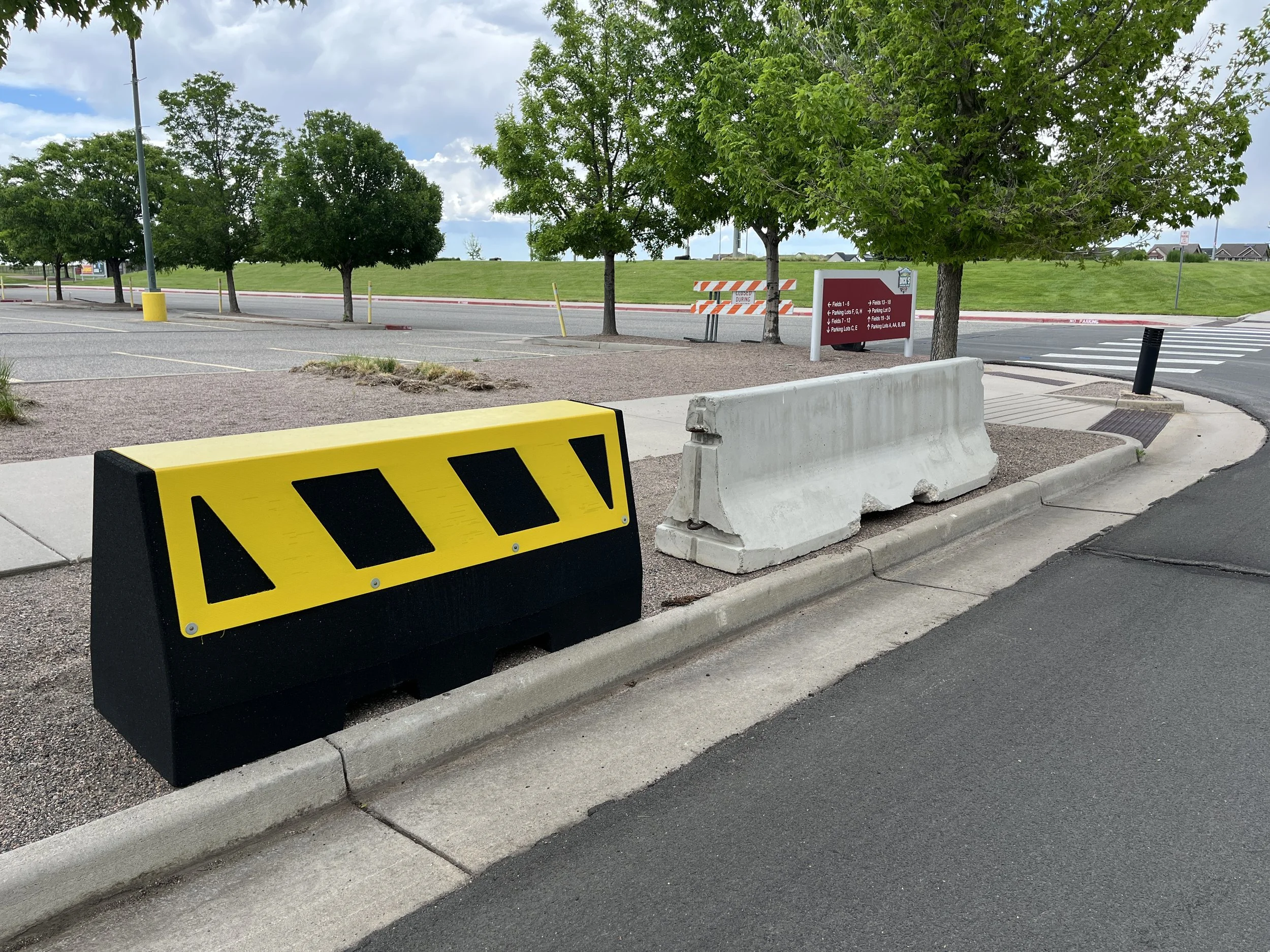 Recycled rubber barriers are better than concrete barriers.