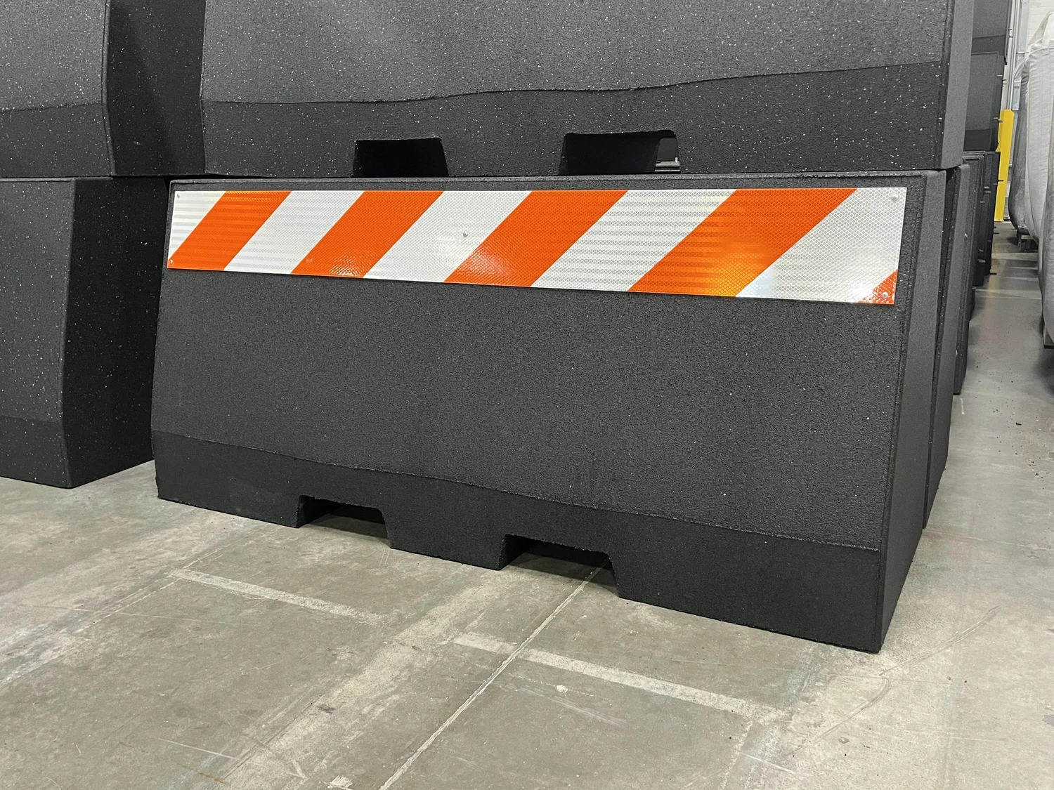 Recycled rubber barriers are better than concrete barriers.
