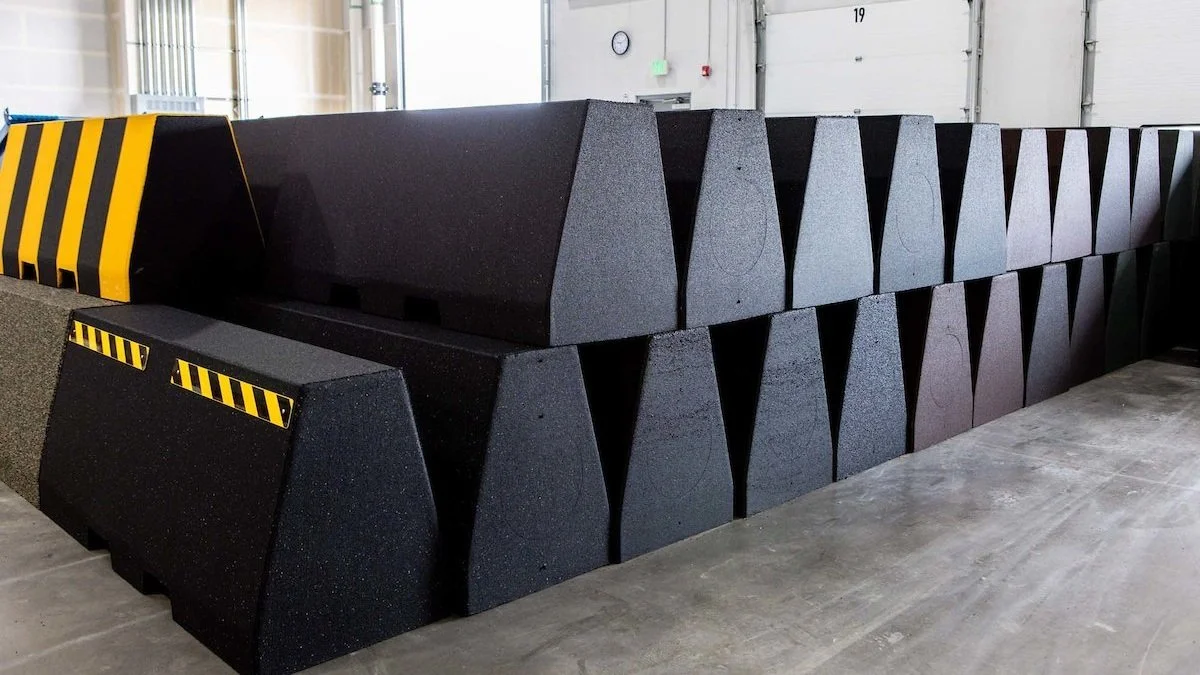 Sustainable barriers made from recycled waste tires with 95% less ...