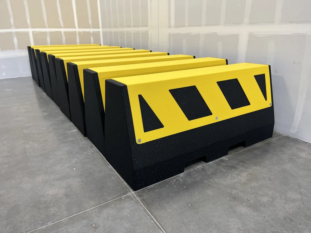 Concrete barrier alternatives made from recycled waste tires