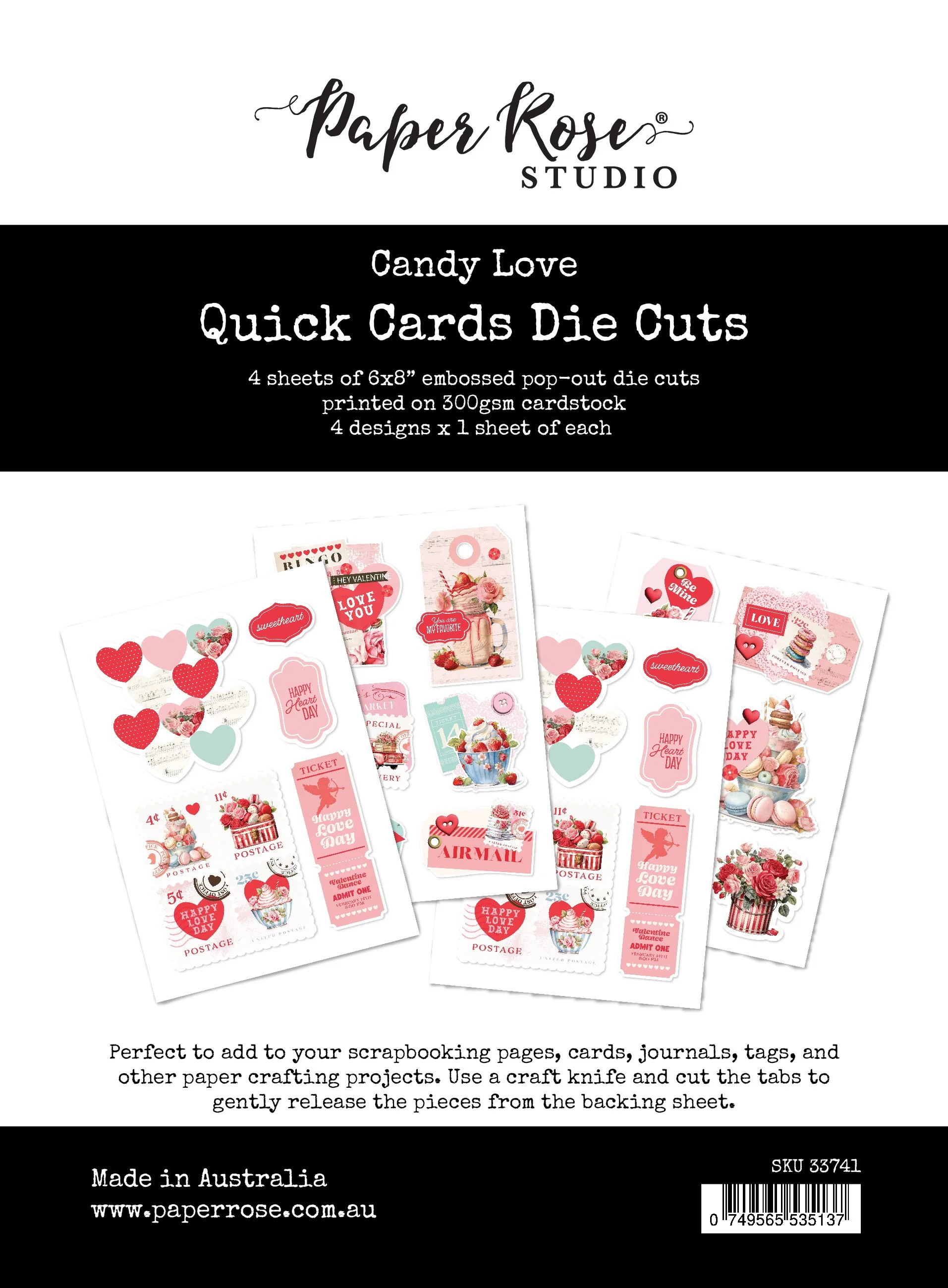 Paper Rose - Candy Love - 6 x 8 Quick Cards Die Cuts - 33741 — Cobwebbs ...