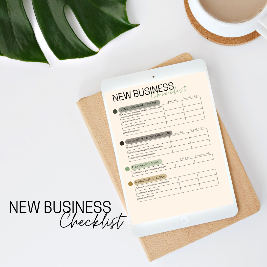 New Business Checklist — Jai Mansfield Business Consultant