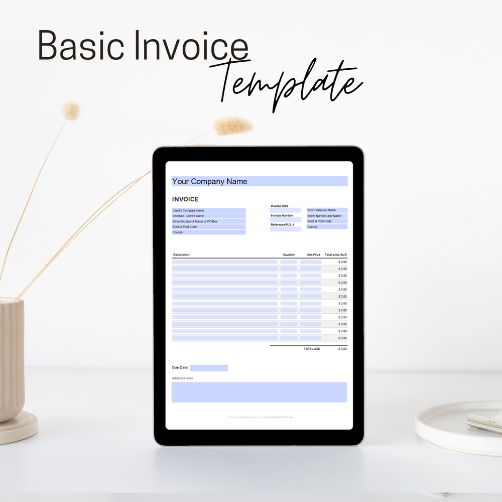 Basic Invoice Template — Jai Mansfield Business Consultant