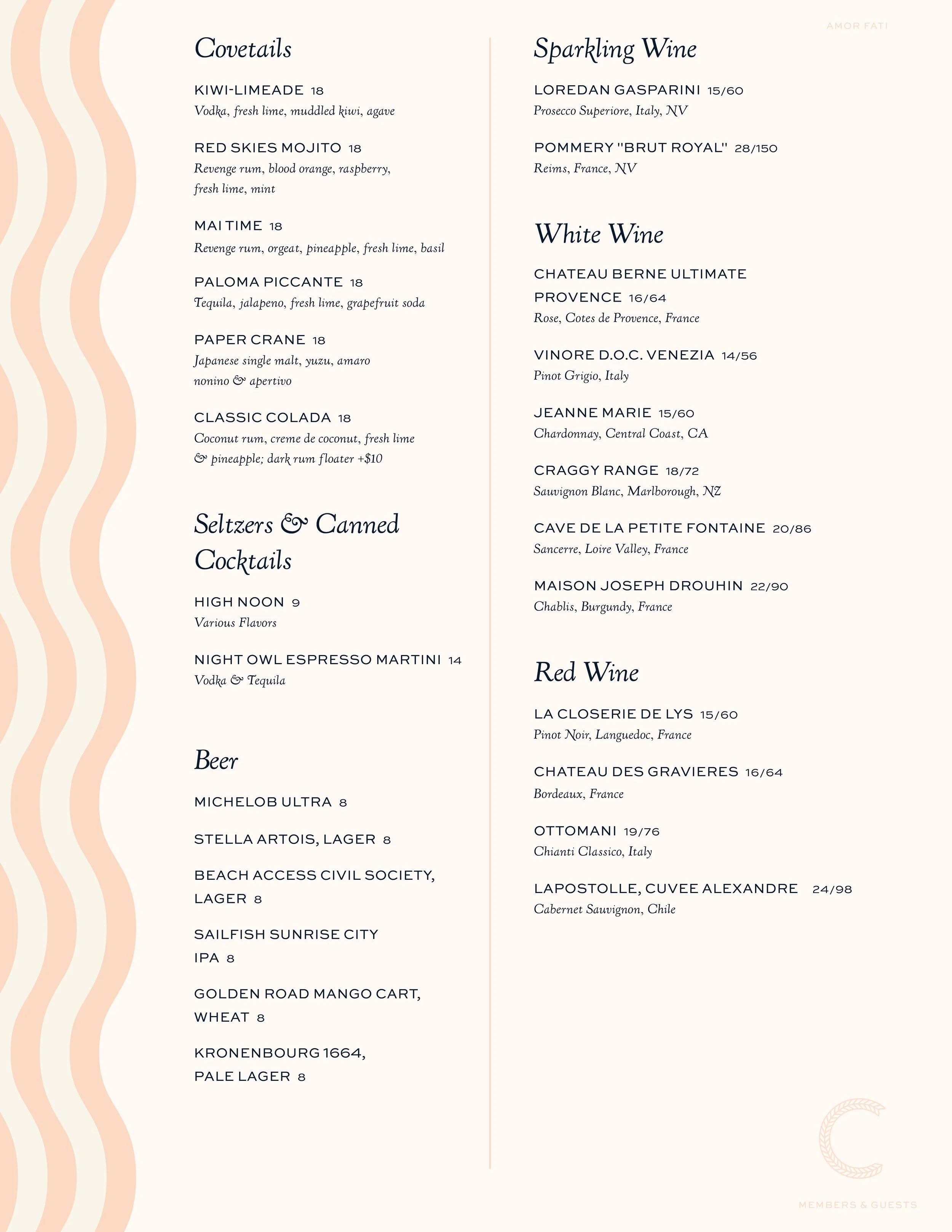 QR Menus — The Cove Club