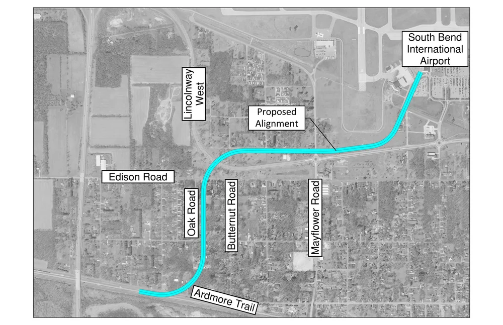 Project Map — South Shore Line South Bend Airport Reroute