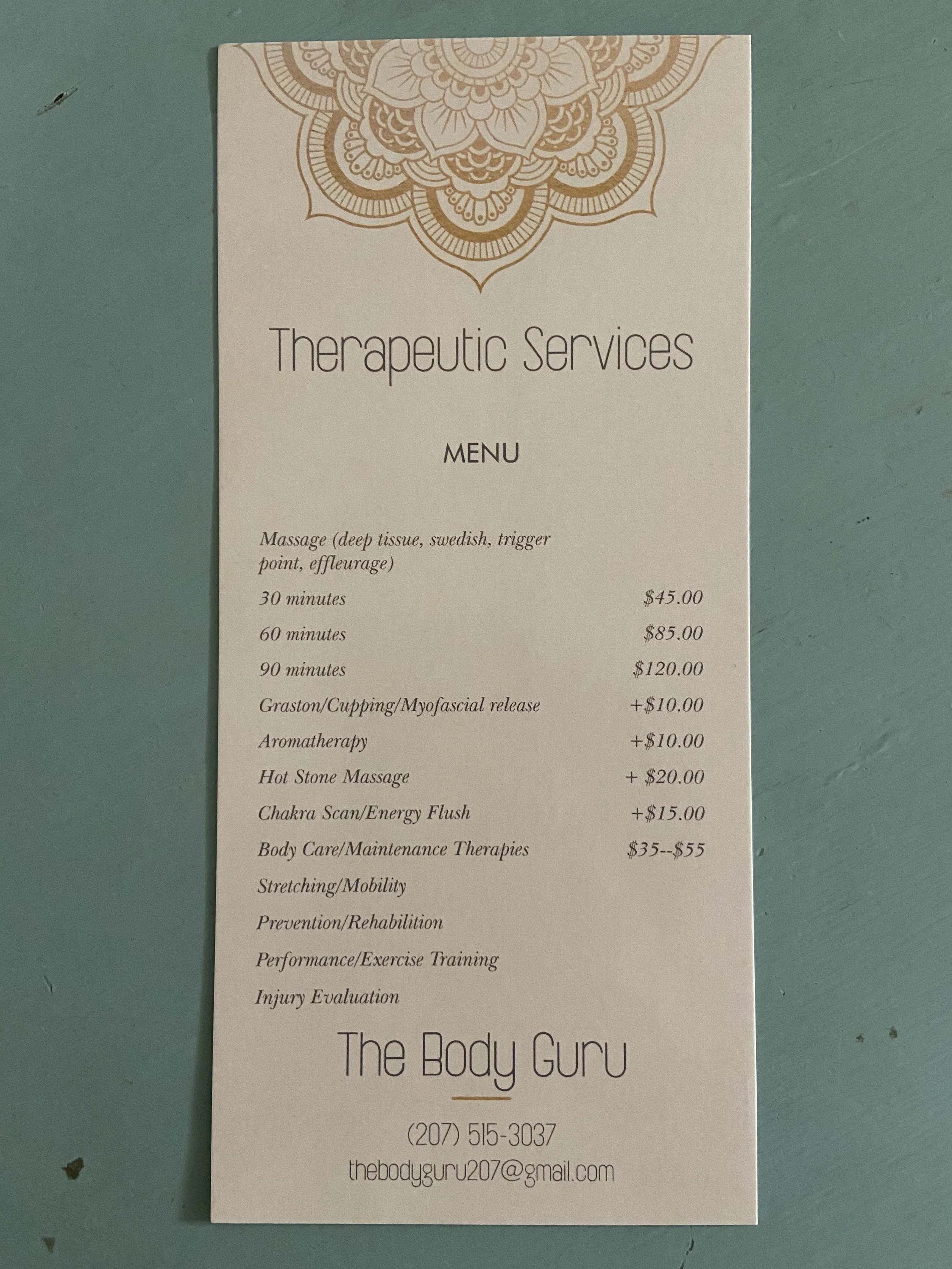Menu — THE BODY GURU