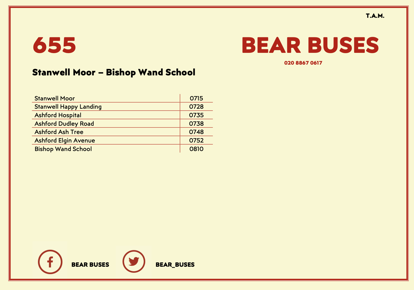 Route 655 Bear Buses