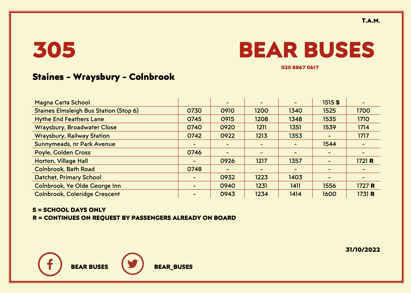 Route 305 Bear Buses Route 305 Bear Buses