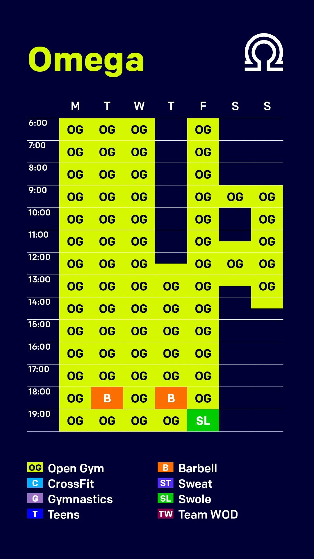 Timetable — Avenge CrossFit