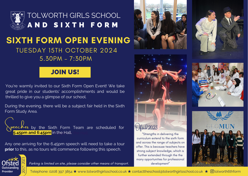Sixth Form Open Events 2024 — Tolworth Girls' School & Sixth Form