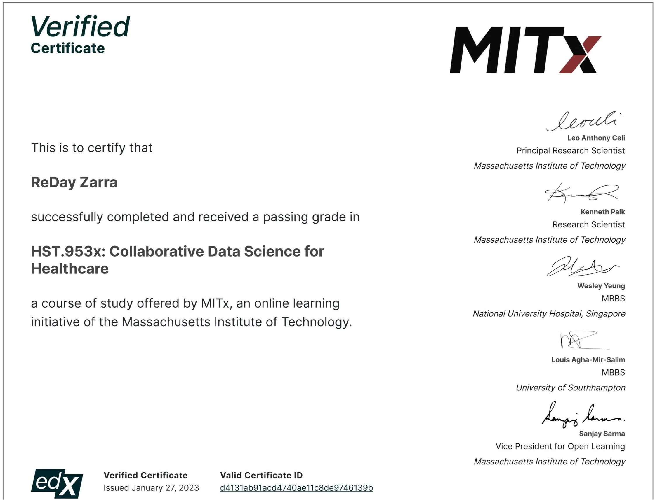 Mitx Certificate