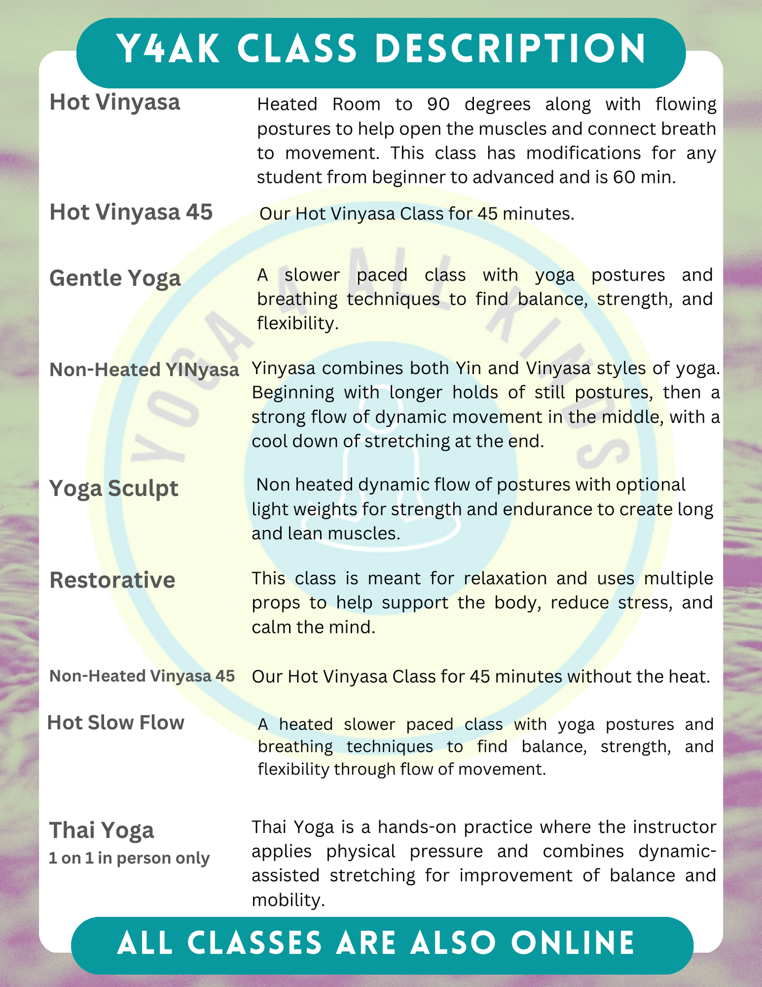 Yoga Class Description — Yoga 4 All Kinds