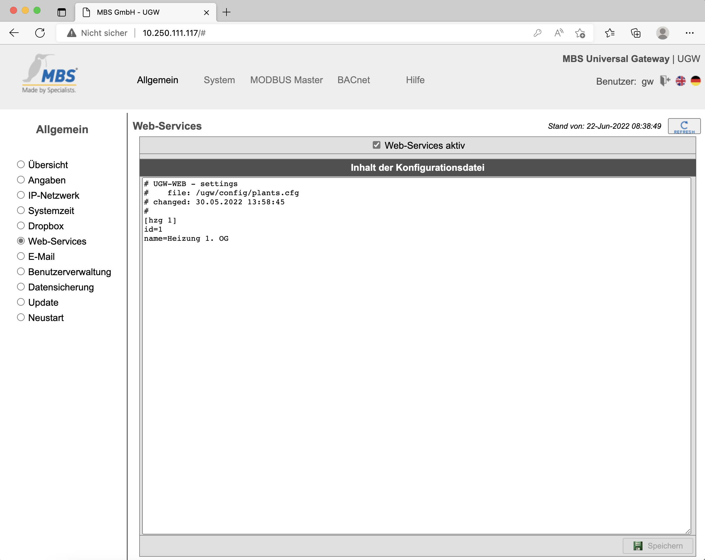 Handbuch | Universal Gateway | Benutzeroberfläche, Bedienung und ...