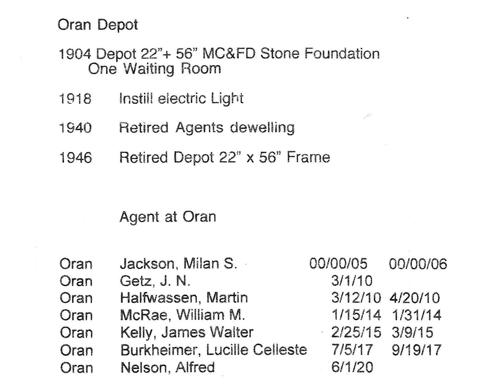 Oran Iowa Railroad — All About Oran