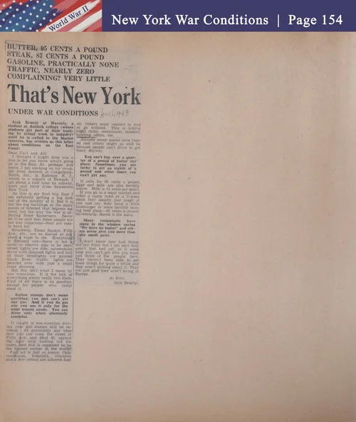 New York War Conditions — All About Oran