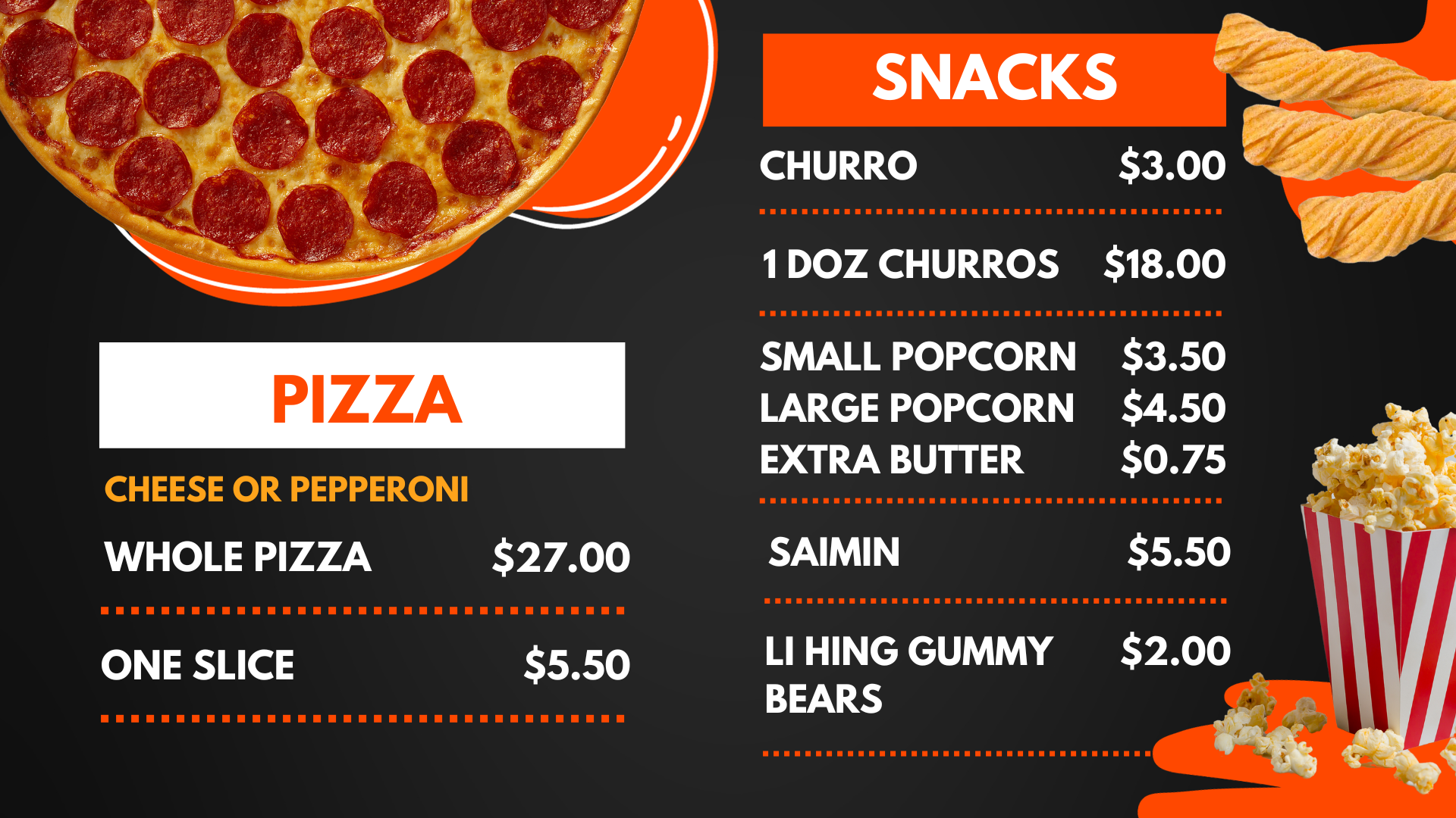 Snack Bar Menu — Ice Palace Hawaii