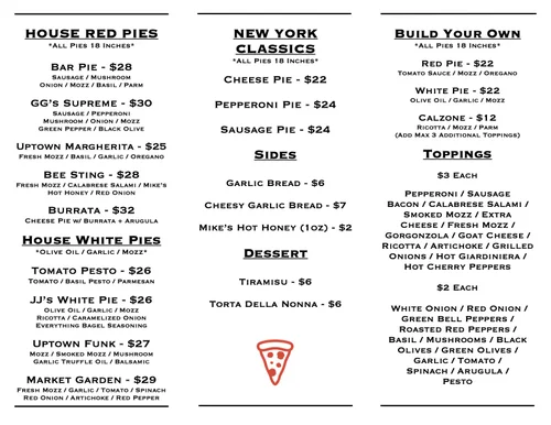 Menu — Uptown Slice