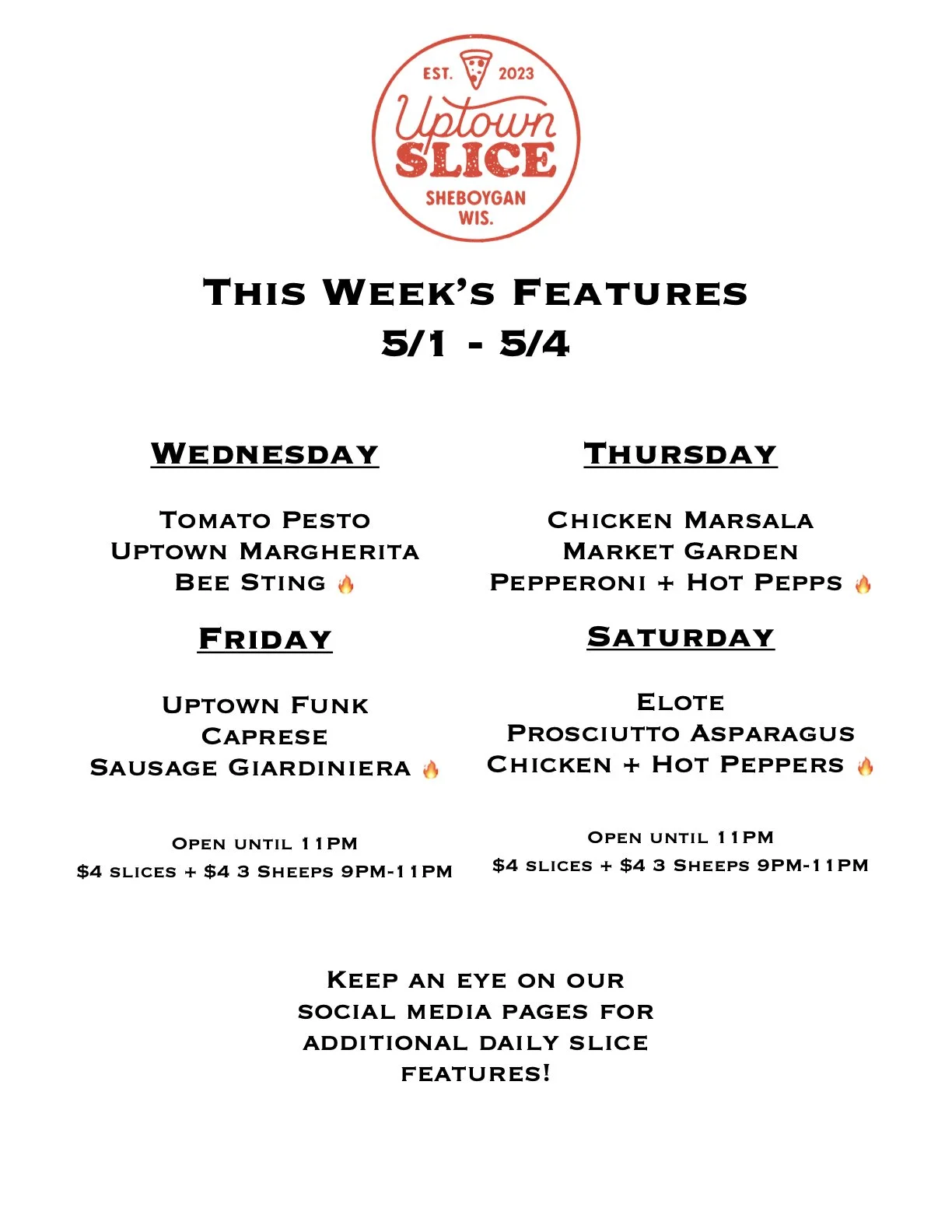 Daily Specialty Slice Features — Uptown Slice