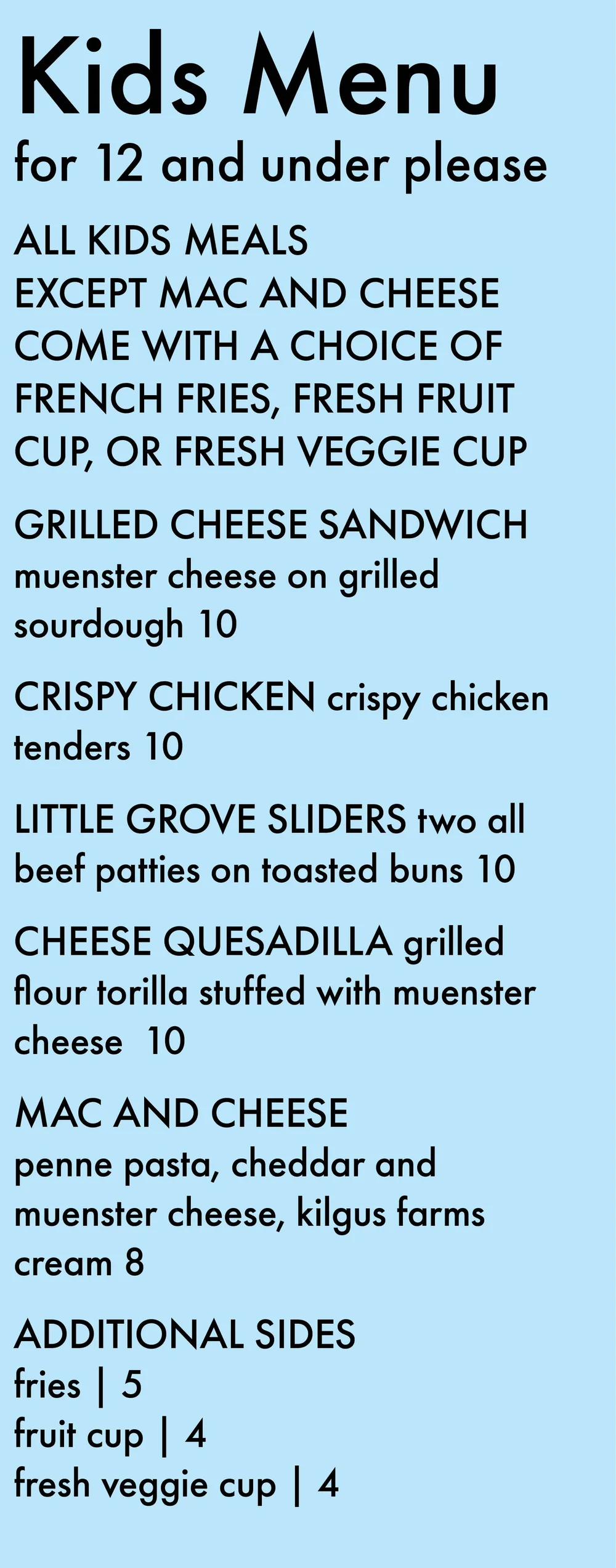 kids menu | Enjoy Family Dining - Reserve Today — Big Grove Tavern