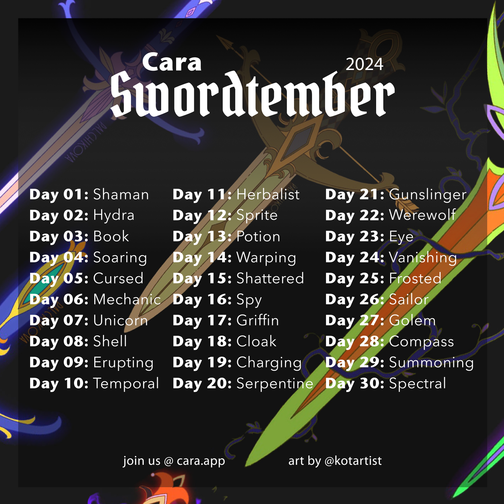 [Event] Swordtember 2024 Challenge — Cara - Artist Social & Portfolio ...