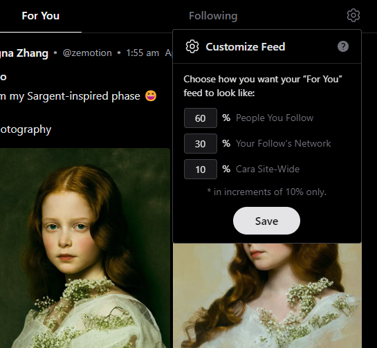 Dev Update #5 - Home Feed Customization — Cara - Artist Social ...