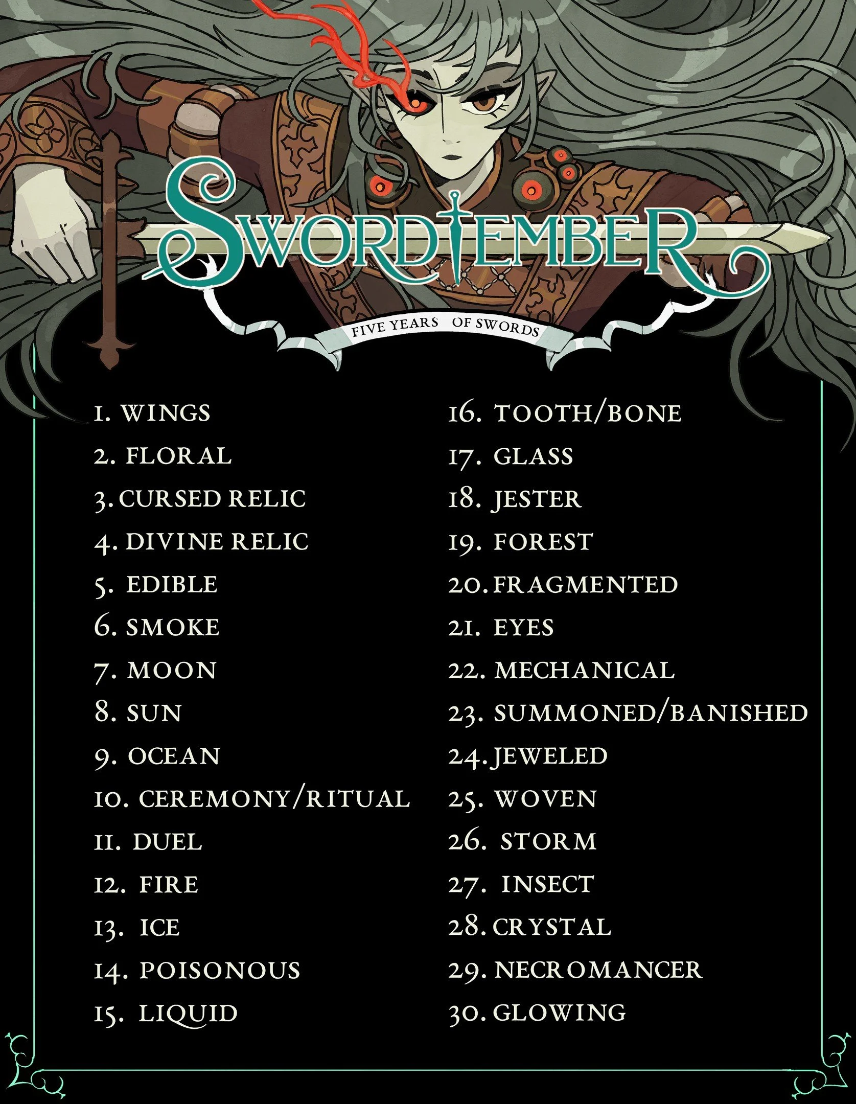 Event Swordtember 2024 Challenge Cara Artist Social Portfolio