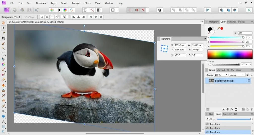 How to Use the Free Transform Tool in Affinity Photo