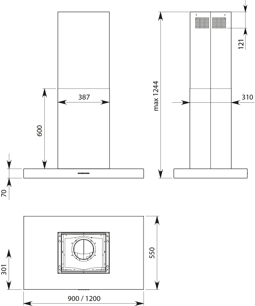 Falmec Plane NRS 90cm Island Canopy (F7PN90S1) — String & Salt Kitchen