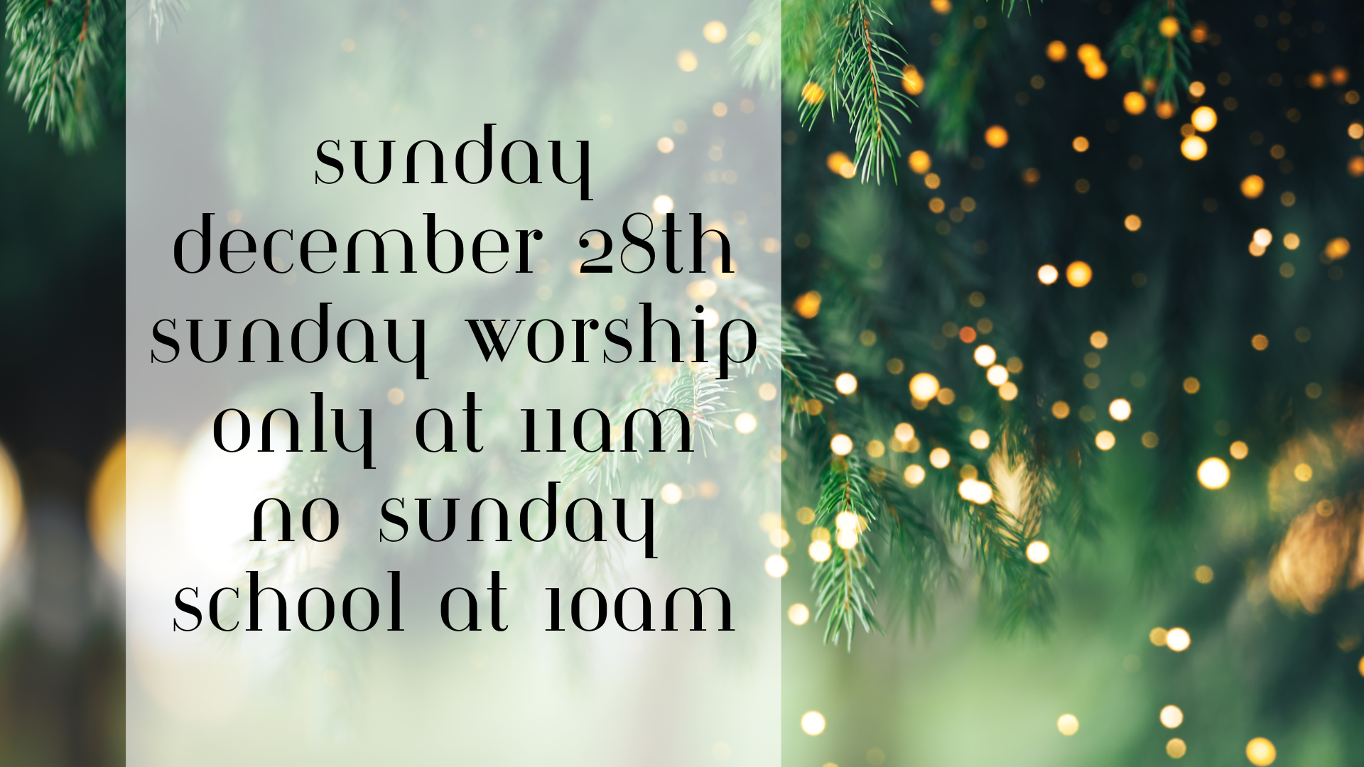 Sunday Worship only on December 28th 2025 — Christian Life Church