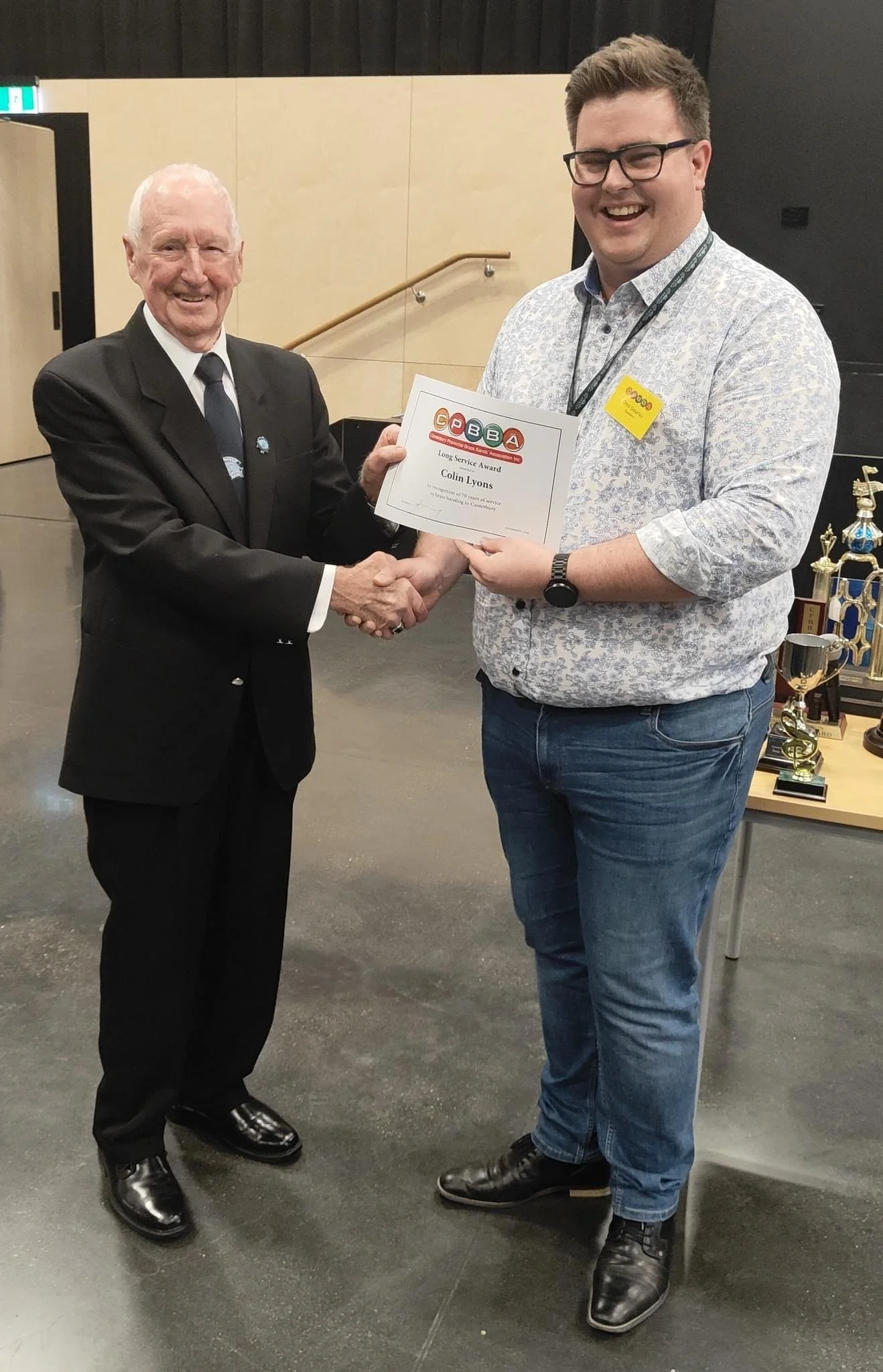 Colin Lyons Honoured — Sumner Silver Band