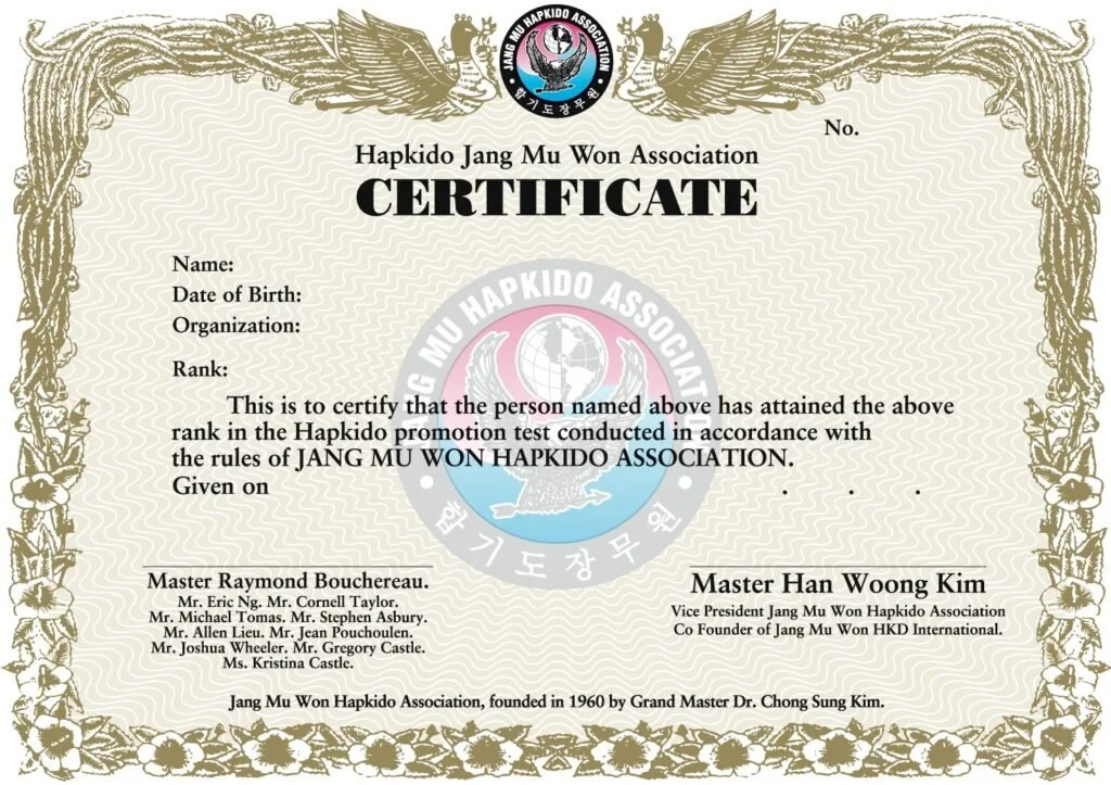 Official Certificate — Kim's Hapkido