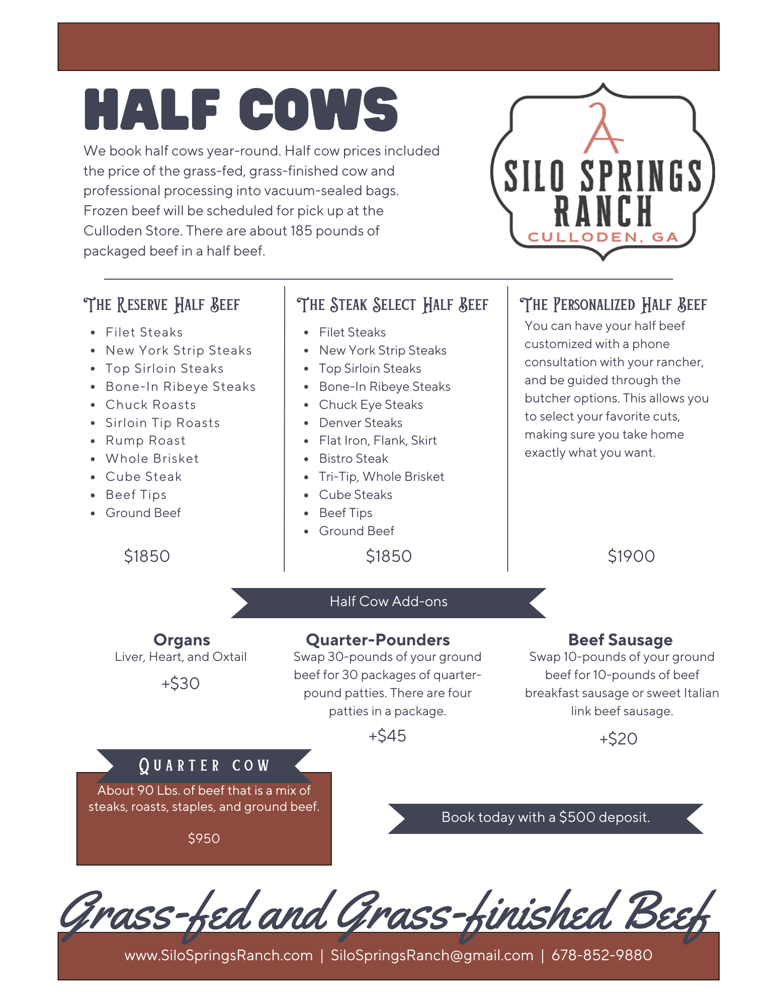 Half and Whole Grass-Fed Cows — Silo Springs Ranch